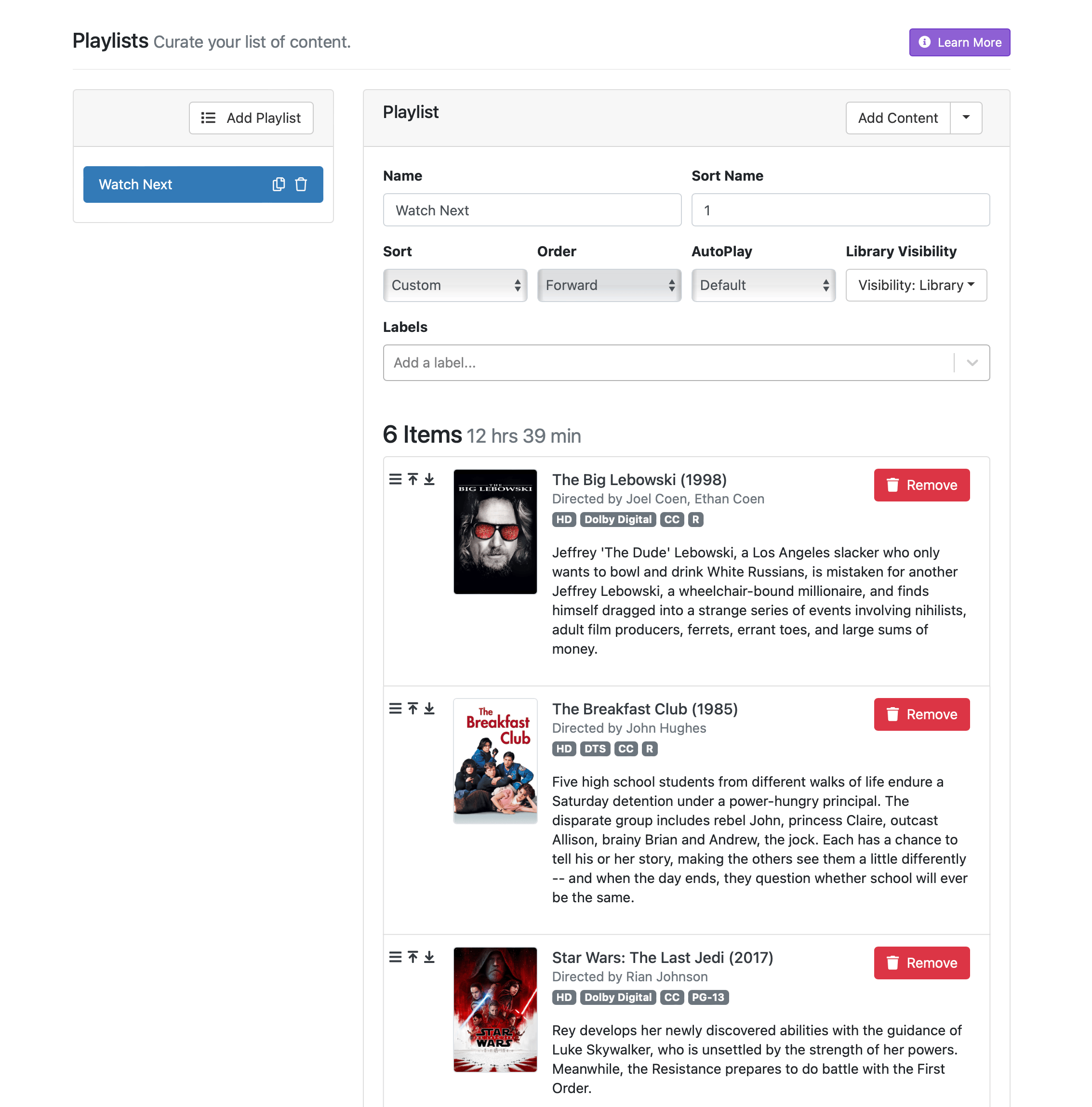 Channels Support - Playlists